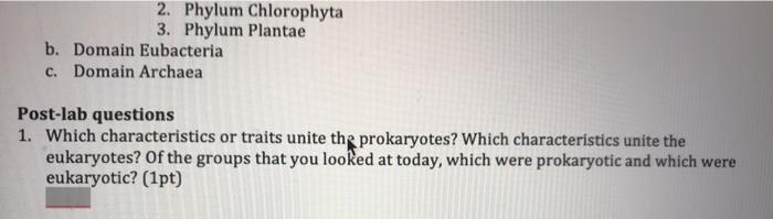 Solved II. Summary of Taxonomy a. Domain Eukarya i. Unikonts | Chegg.com