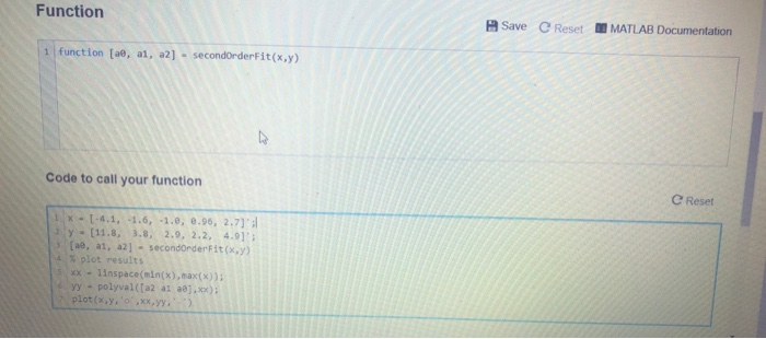 Solved Second Order Fit Fit A Second Order Polynomial To