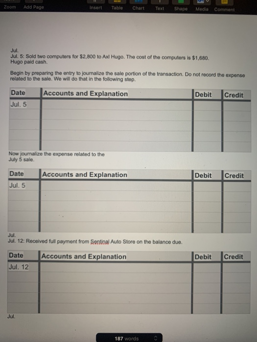Solved Zoom Add Page Insert Table Chart Text Shape Media | Chegg.com