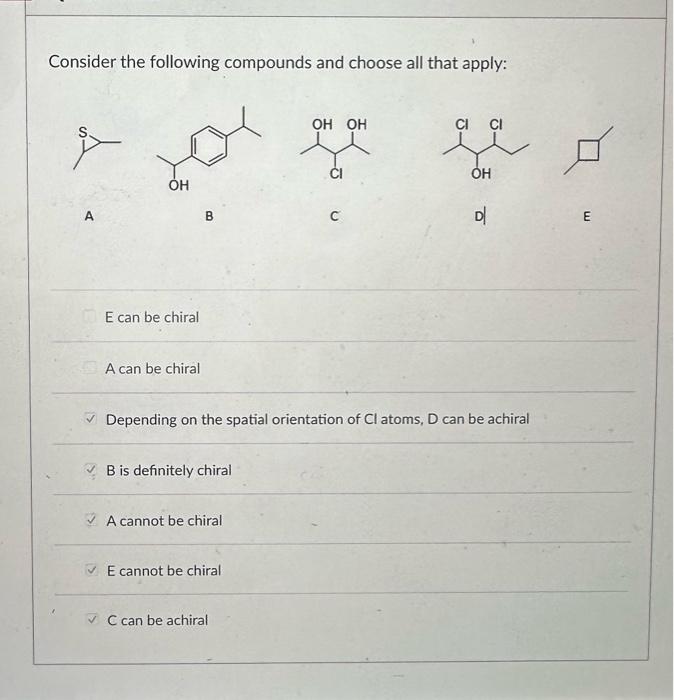Solved Consider the following compounds and choose all that | Chegg.com