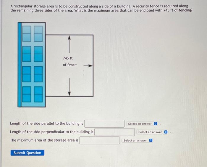 Solved A rectangular storage area is to be constructed along | Chegg.com