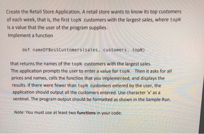 Solved Create the Retail Store Application. A retail store | Chegg.com