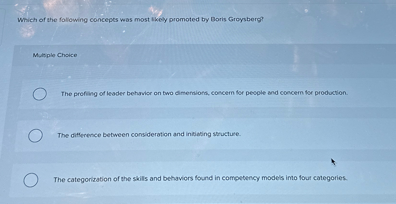 Solved Which of the following concepts was most likely | Chegg.com