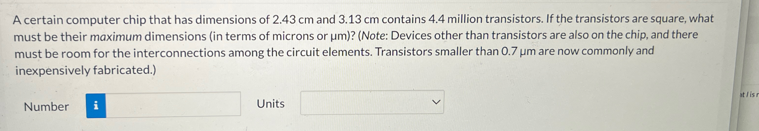 Solved A certain computer chip that has dimensions of 2.43cm | Chegg.com