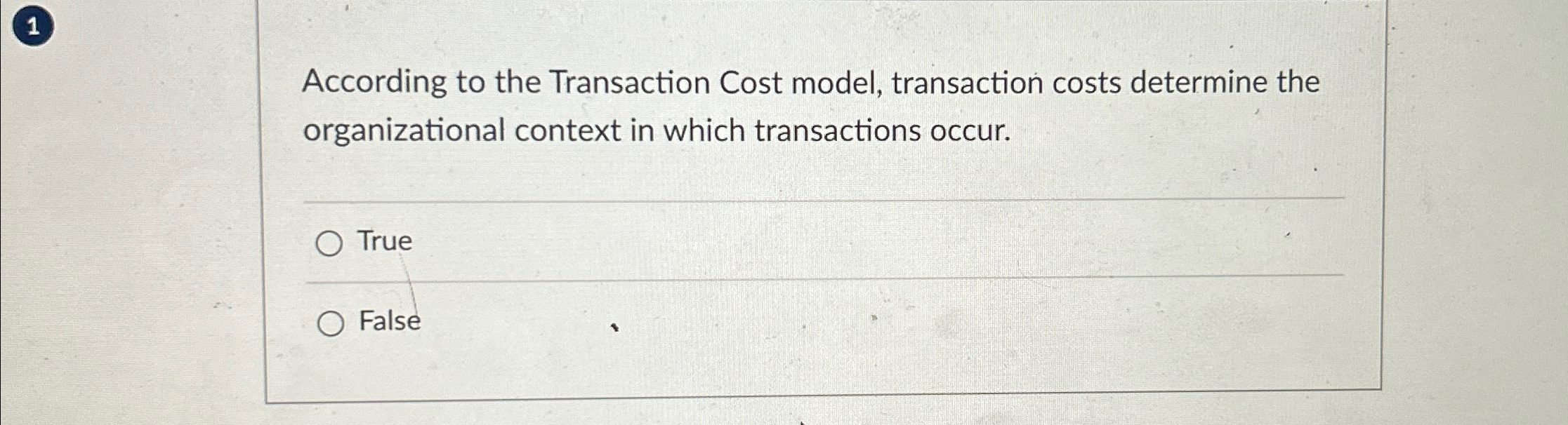 Solved According to the Transaction Cost model, transaction | Chegg.com