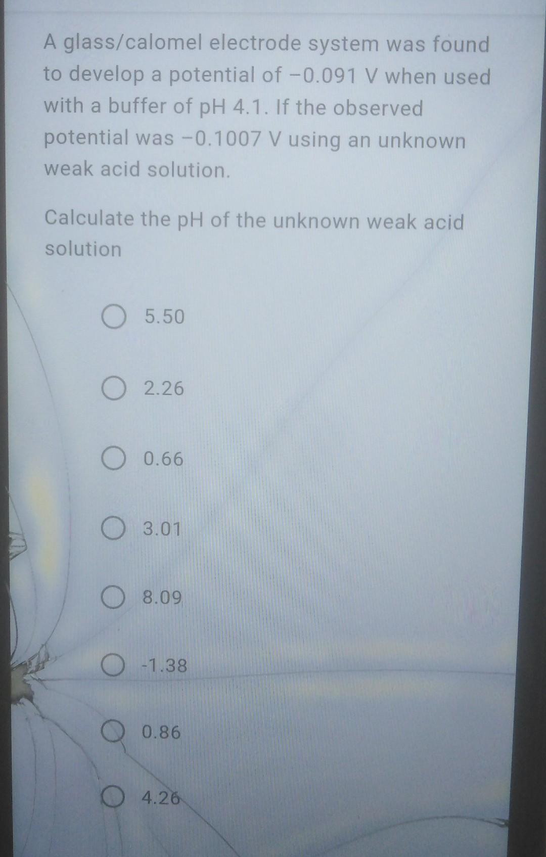 Solved A glass/calomel electrode system was found to develop | Chegg.com