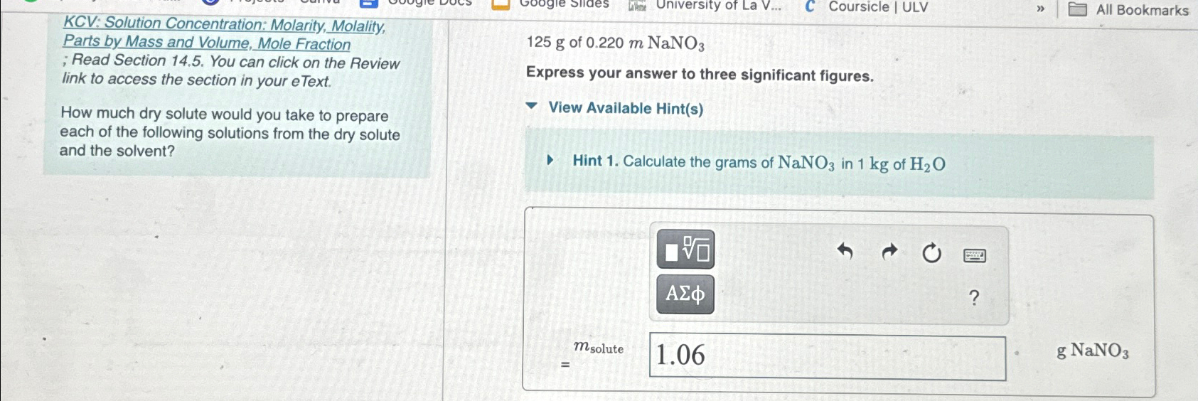 Solved KCV: Solution Concentration: Molarity, Molality,Parts | Chegg.com