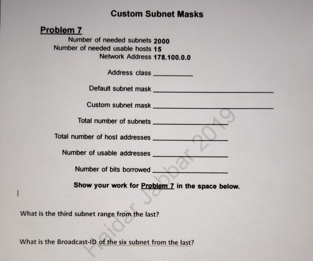 Solved Custom Subnet Masks Problem 16 Number Of Needed 