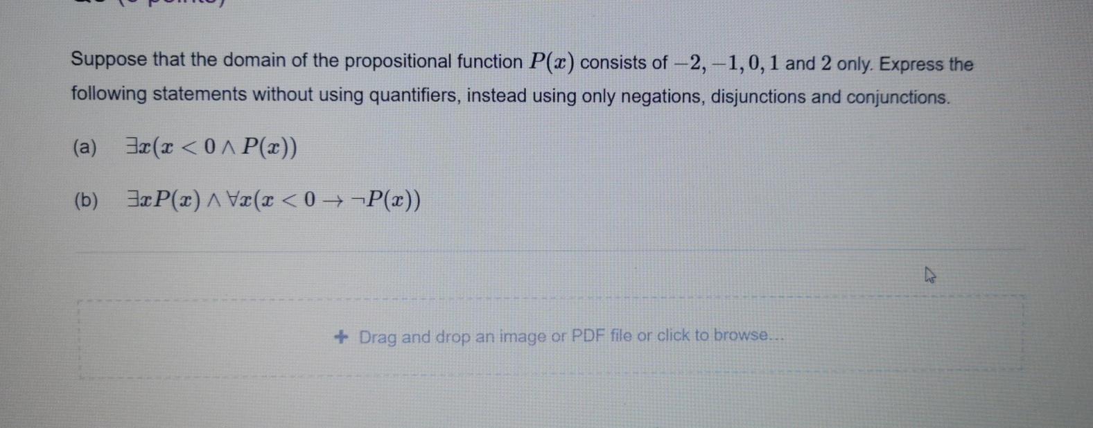 Solved Suppose that the domain of the propositional function | Chegg.com