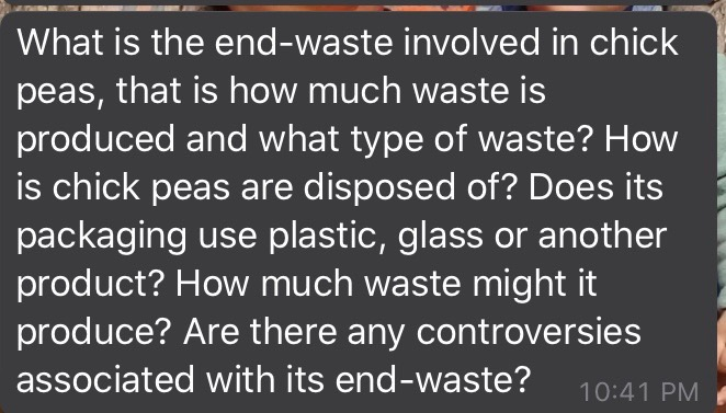 Solved What is the end-waste involved in chick peas, that is | Chegg.com