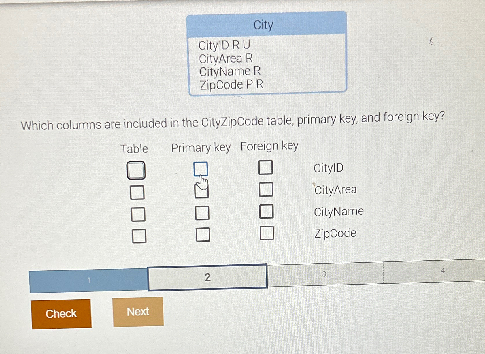 Solved Which columns are included in the CityZipCode table, | Chegg.com