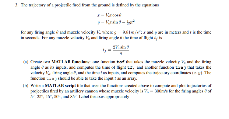 Solved The trajectory of a projectile fired from the ground | Chegg.com