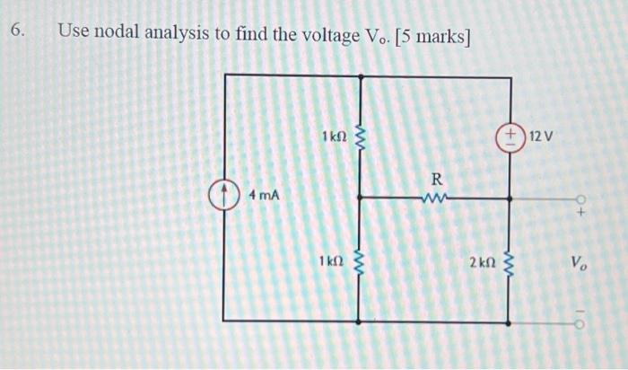 Solved Use nodal analysis to find the voltage Vo. [5 | Chegg.com