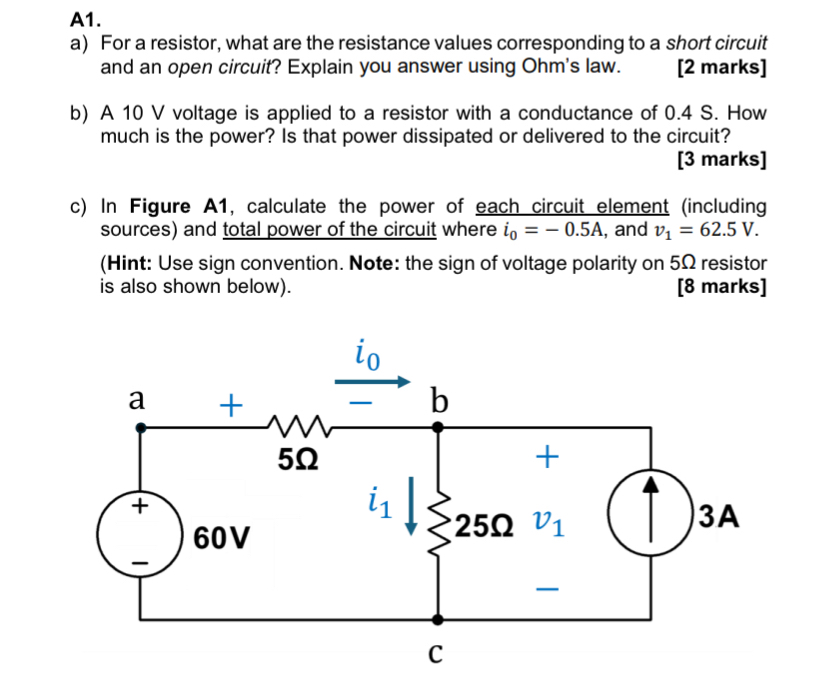 Solved A1.a) ﻿For a resistor, what are the resistance values | Chegg.com