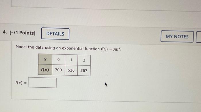 Solved Model the data using an exponential function | Chegg.com