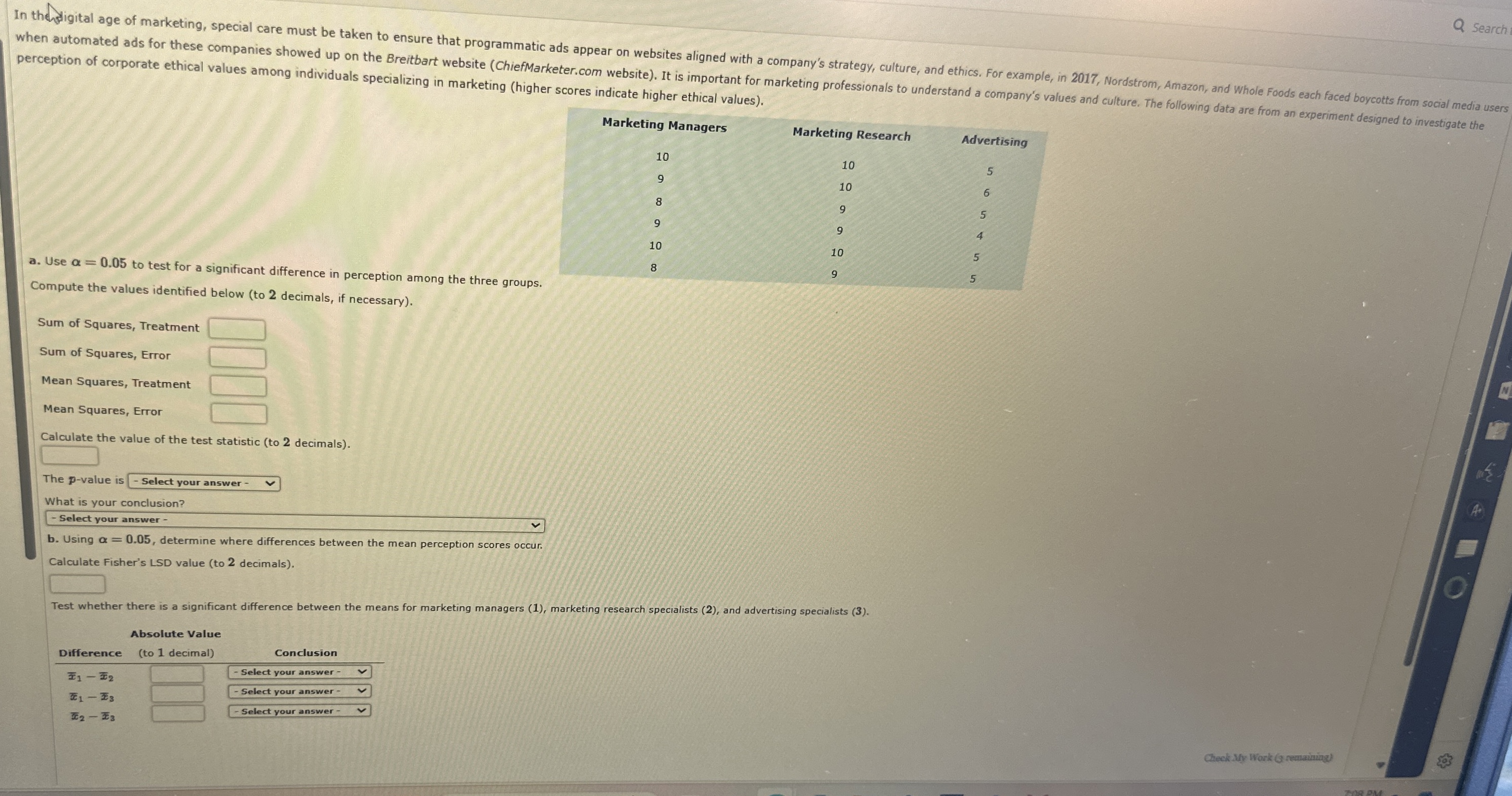 Solved perception of corporate ethical values among | Chegg.com
