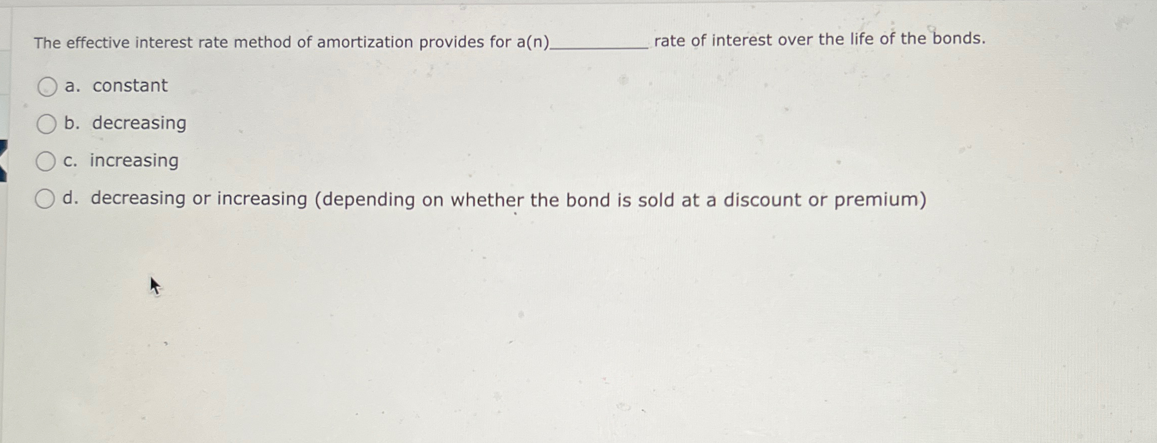Solved The effective interest rate method of amortization | Chegg.com