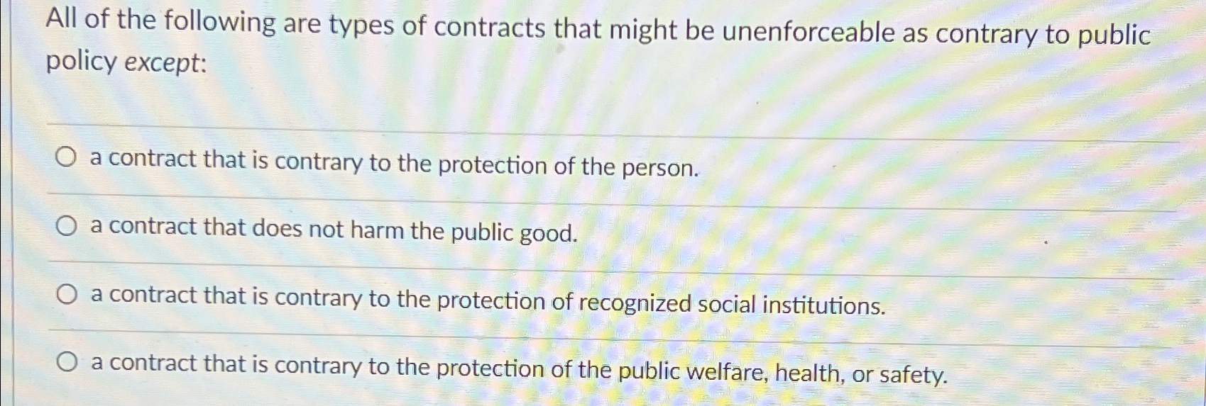 Solved All of the following are types of contracts that | Chegg.com