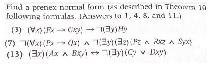 Solved For each formula o there is a formula y such that | Chegg.com