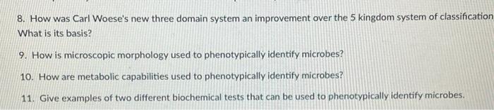 Solved 8. How was Carl Woese's new three domain system an | Chegg.com