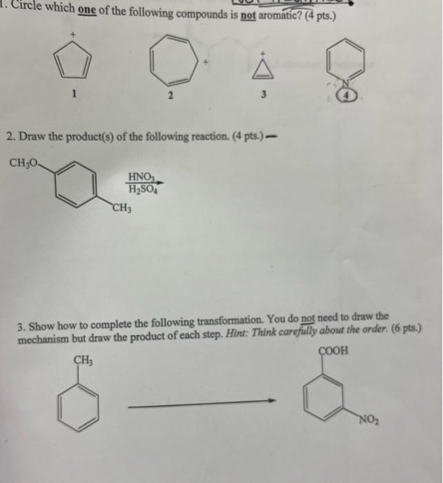 Solved 1. Circle which one of the following compounds is not | Chegg.com
