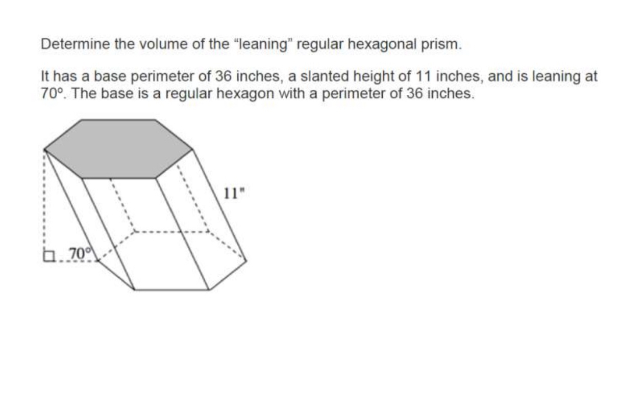 Solved Determine the volume of the "leaning" regular | Chegg.com