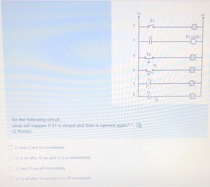 Solved L2 L2 S1 1 T110S) 2 3 ΤΙ T TI CI for the following | Chegg.com