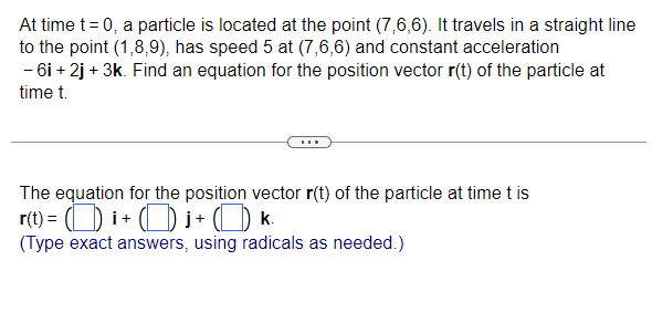 Solved At time t=0, ﻿a particle is located at the point | Chegg.com
