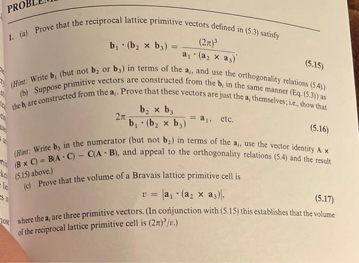 Solved 1. (a) Prove that the reciprocal lattice primitive | Chegg.com