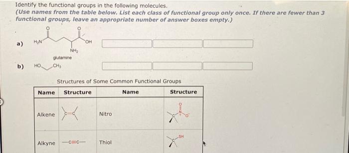 Solved Identify the functional groups in the following | Chegg.com