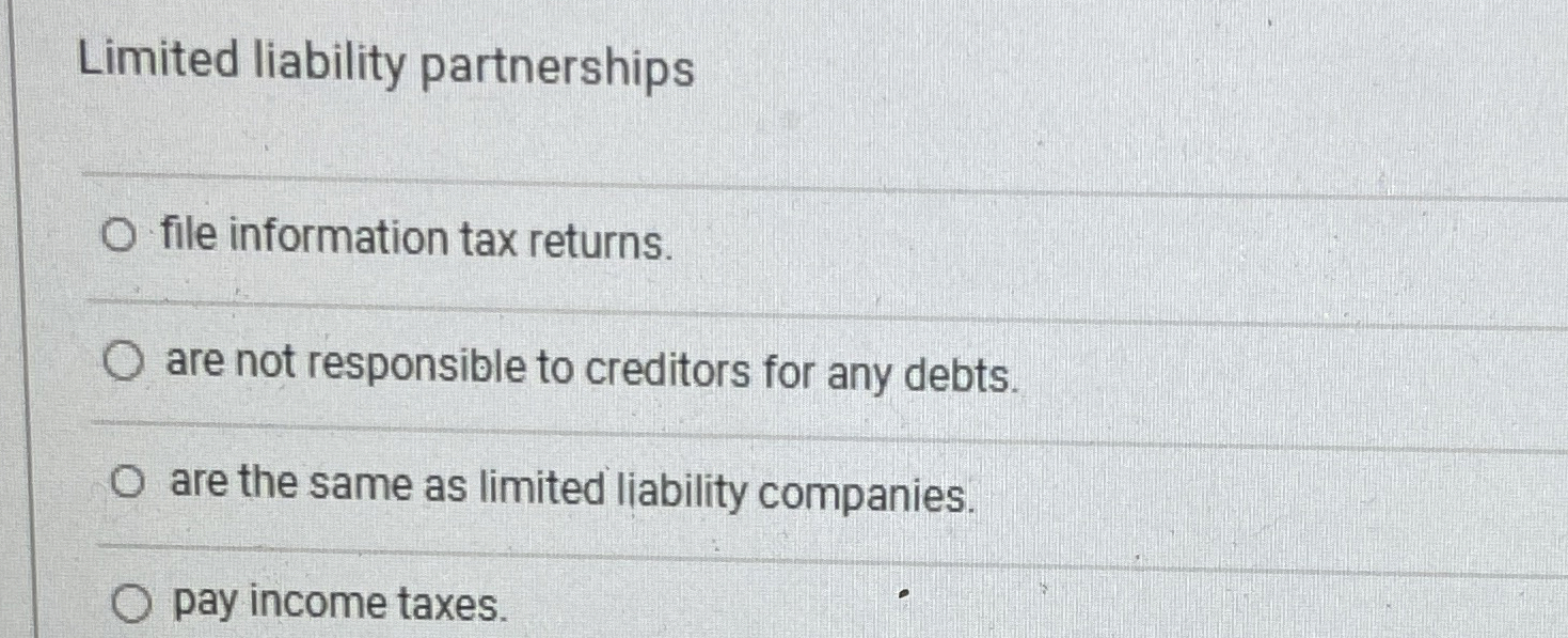Solved Limited liability partnershipsfile information tax | Chegg.com