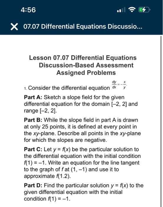 Solved Lesson 07.07 Differential Equations Discussion-Based | Chegg.com