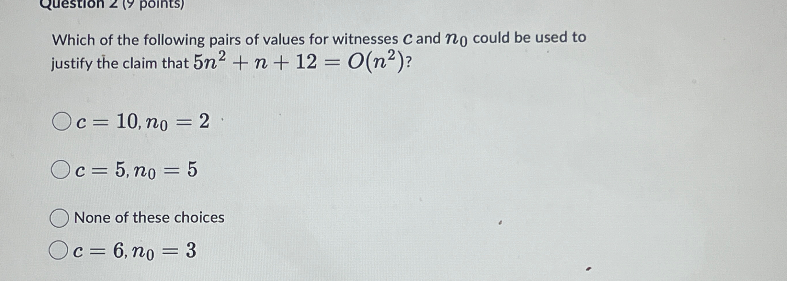Solved Which of the following pairs of values for witnesses | Chegg.com