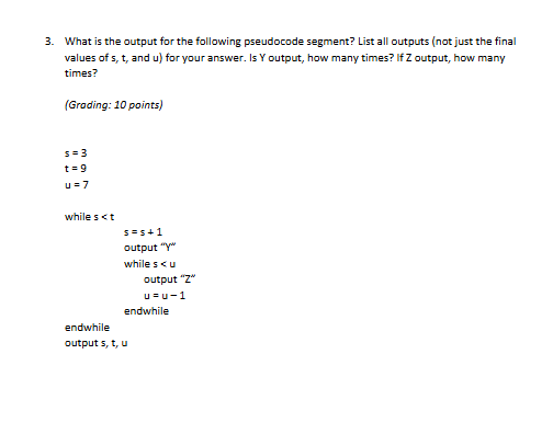 Solved What is ﻿the output for the following pseudocode | Chegg.com