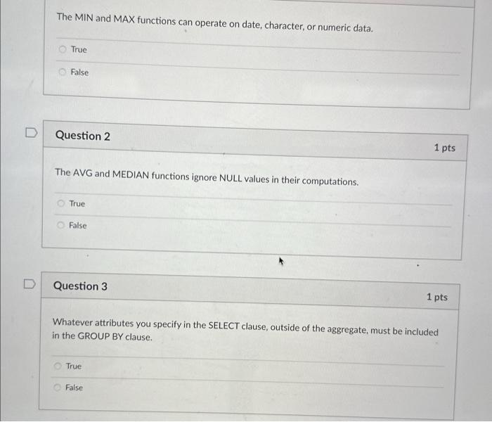 Solved The MIN and MAX functions can operate on date, | Chegg.com