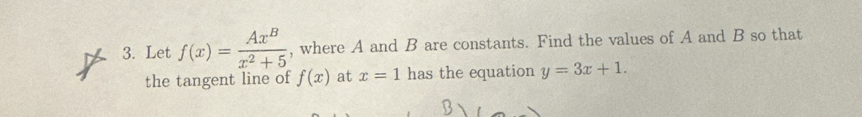 Solved Let f(x)=AxBx2+5, ﻿where A and B ﻿are constants. Find | Chegg.com