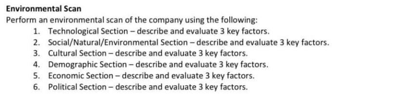 Solved Environmental Scan Perform an environmental scan of | Chegg.com