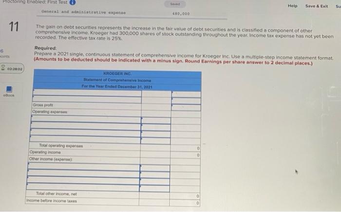 Solved Proctoring Enabled: First Test Help Save & Exit 도 The | Chegg.com