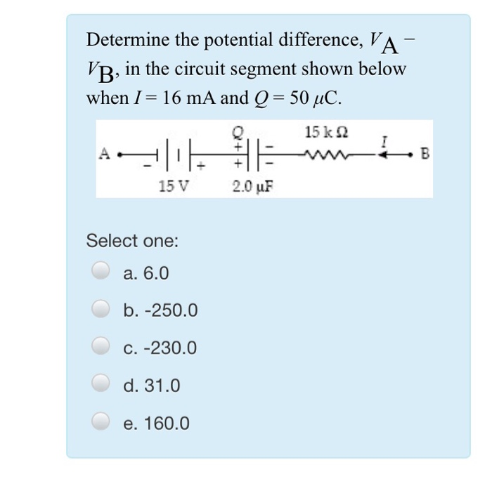 Solved Determine the potential difference, VA - VB, in the | Chegg.com