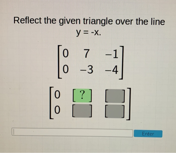 Solved Reflect the given triangle over the line y = -x. To 7 | Chegg.com