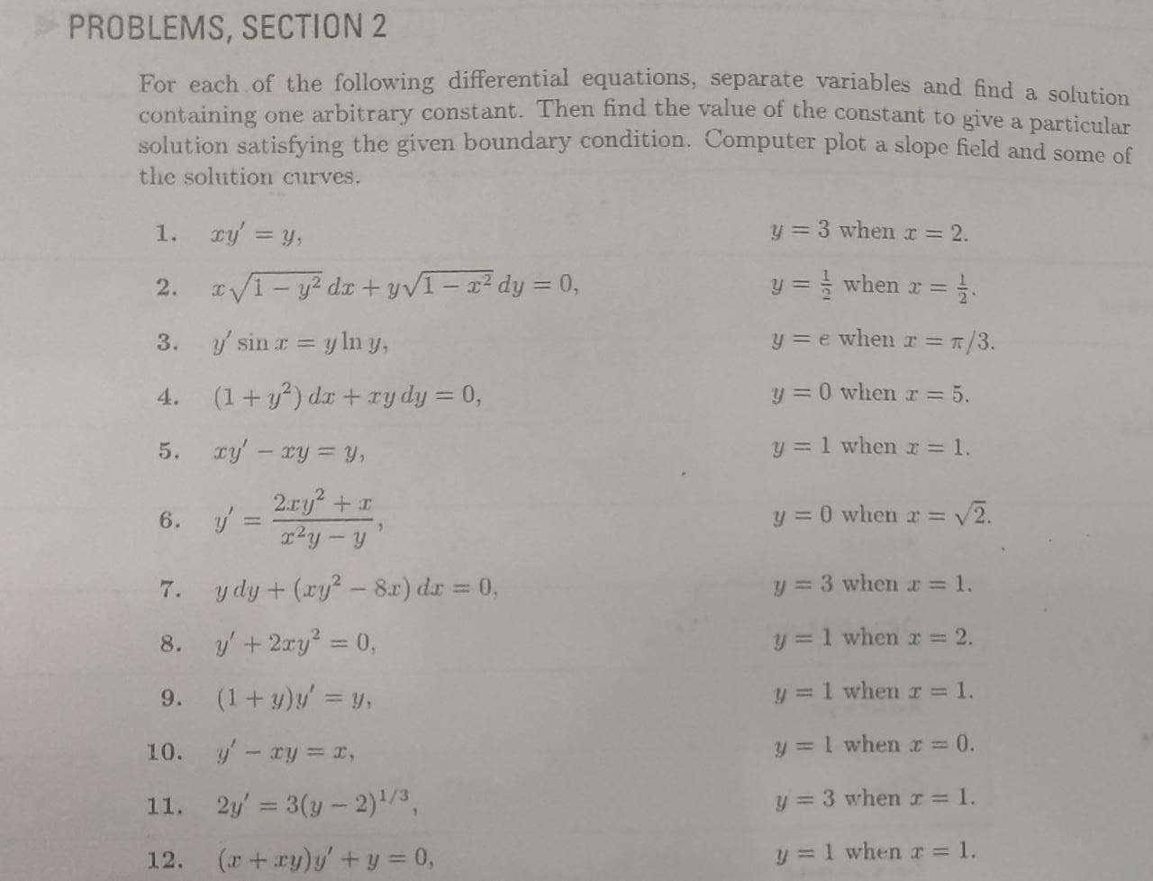 Solved For each of the following differential equations, | Chegg.com