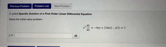 Solved Problem List Next Problem Previous Problem (1 point) | Chegg.com