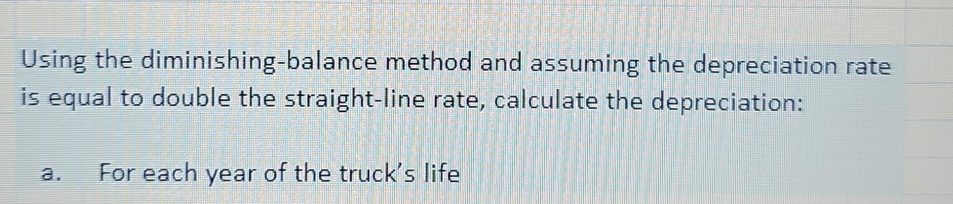 Solved Using the diminishing-balance method and assuming the | Chegg.com