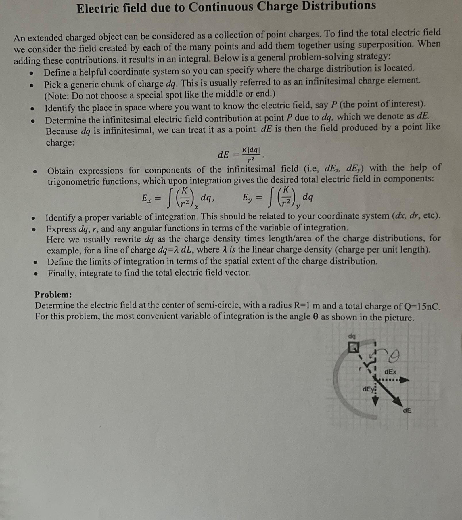 Solved Electric field due to Continuous Charge | Chegg.com