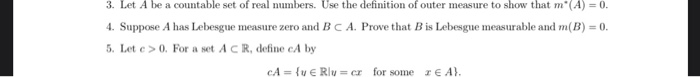Solved 3. Let A be a countable set of real numbers. Use the | Chegg.com