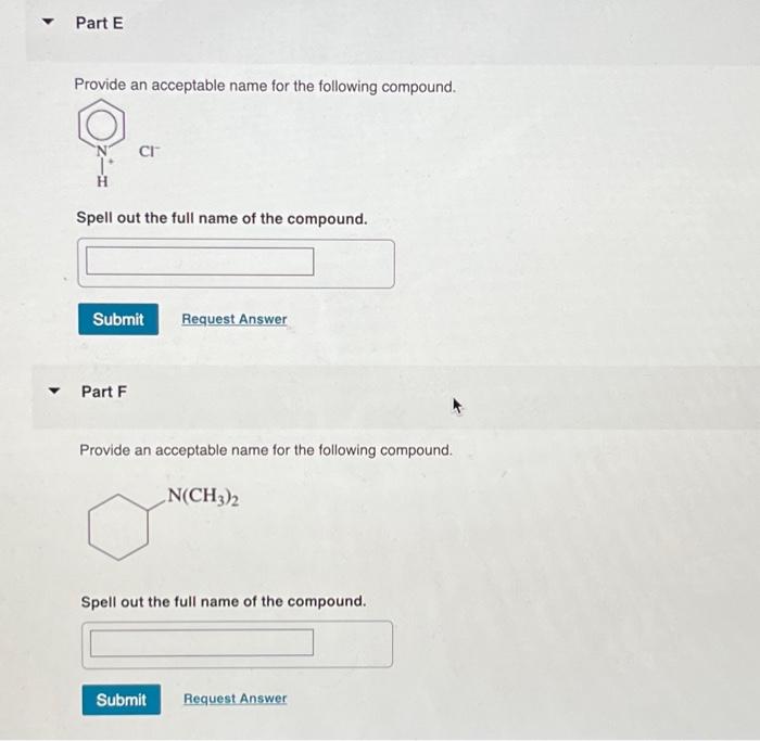 Solved Part E Provide an acceptable name for the following | Chegg.com