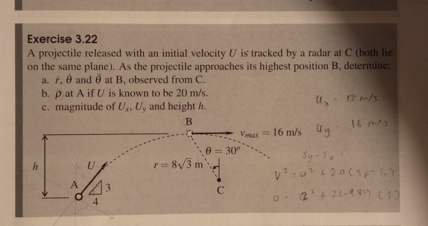 Solved Exercise 3.22 A projectile released with an initial | Chegg.com