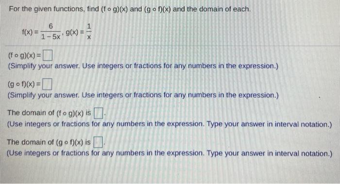 Solved For the given functions, find (fog)(x) and (gof)(x) | Chegg.com