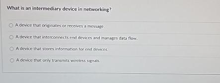 Solved What is an intermediary device in networking?A device | Chegg.com