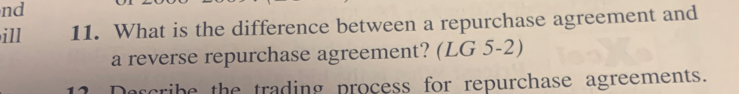 Solved What is the difference between a repurchase agreement | Chegg.com